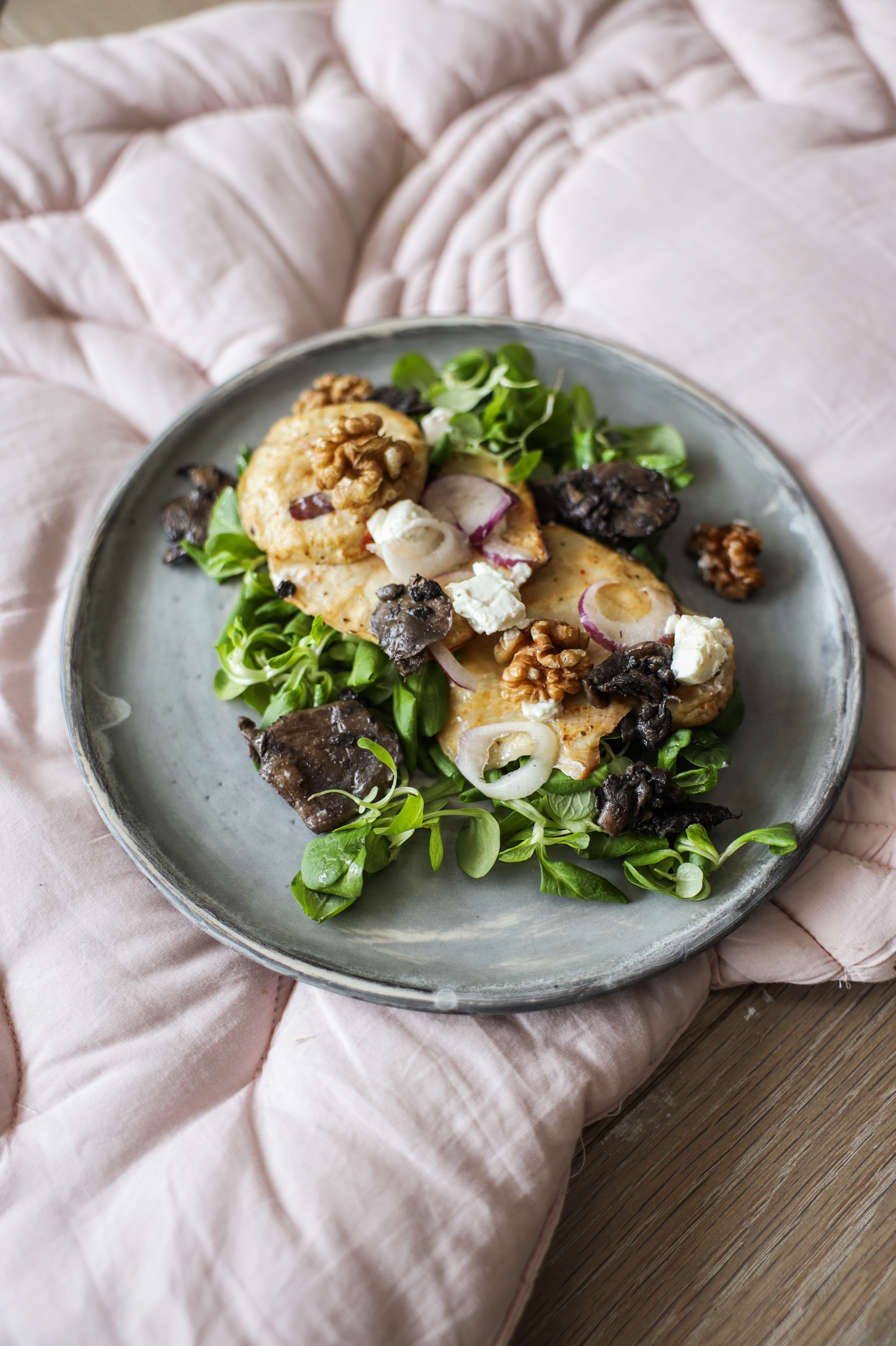 Celery Root Steak with Mushrooms and Vegan Mozzarella - Anna ...